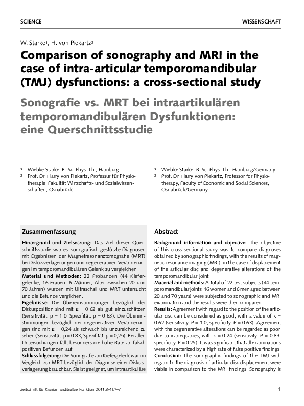 (PDF) Comparison of sonography and MRI in the case of intra-articular ...