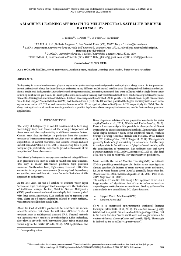 (PDF) A Machine Learning Approach to Multispectral Satellite Derived ...