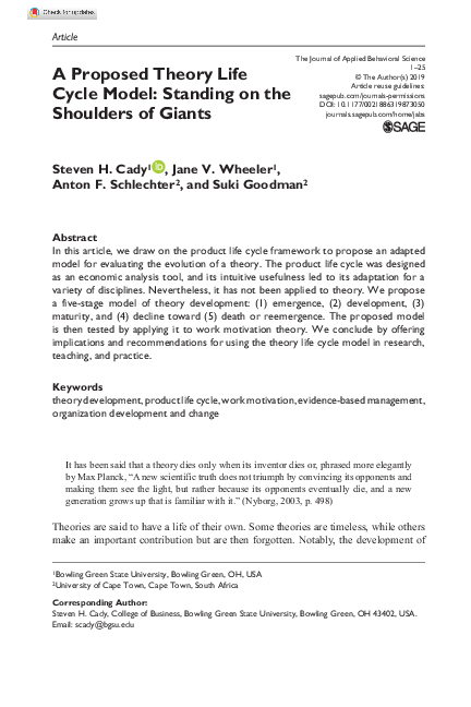 (PDF) A Proposed Theory Life Cycle Model: Standing on the Shoulders of ...
