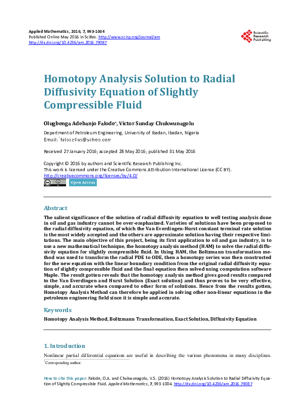 (PDF) Homotopy Analysis Solution to Radial Diffusivity Equation of ...