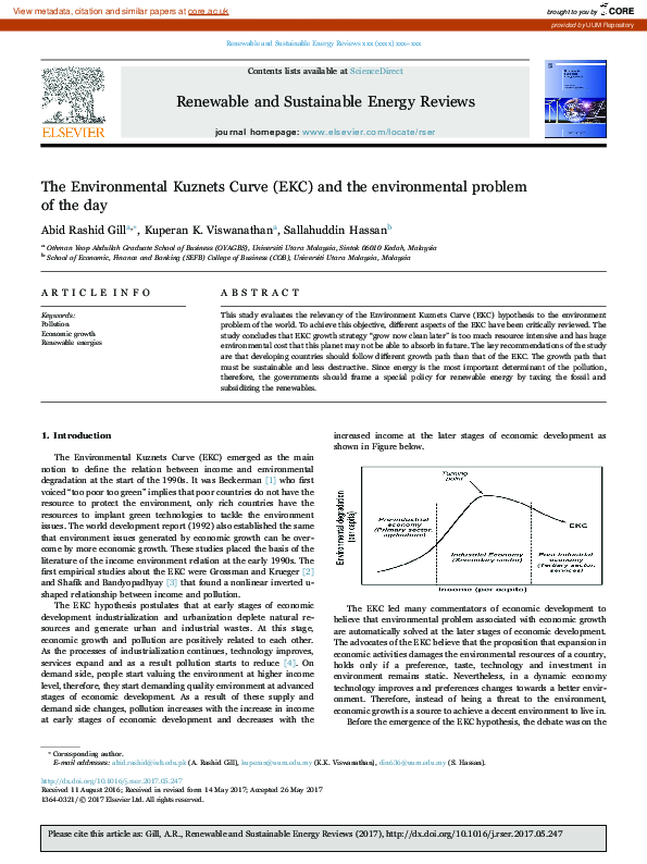 (PDF) The Environmental Kuznets Curve (EKC) and the environmental ...