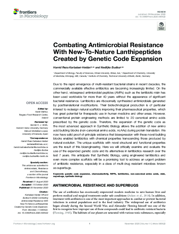 (PDF) Combating Antimicrobial Resistance With New-To-Nature Lanthipeptides Created by Genetic ...