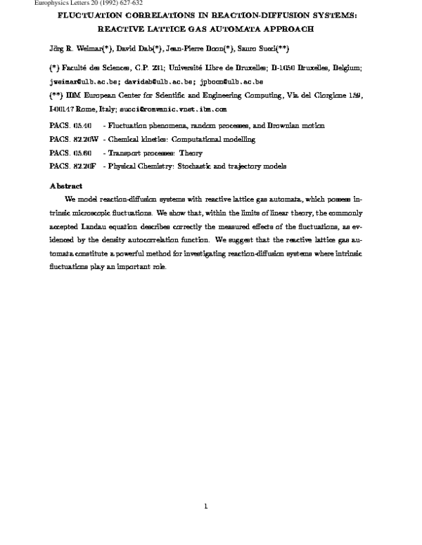 (PDF) Fluctuation Correlations in Reaction-Diffusion Systems: Reactive ...
