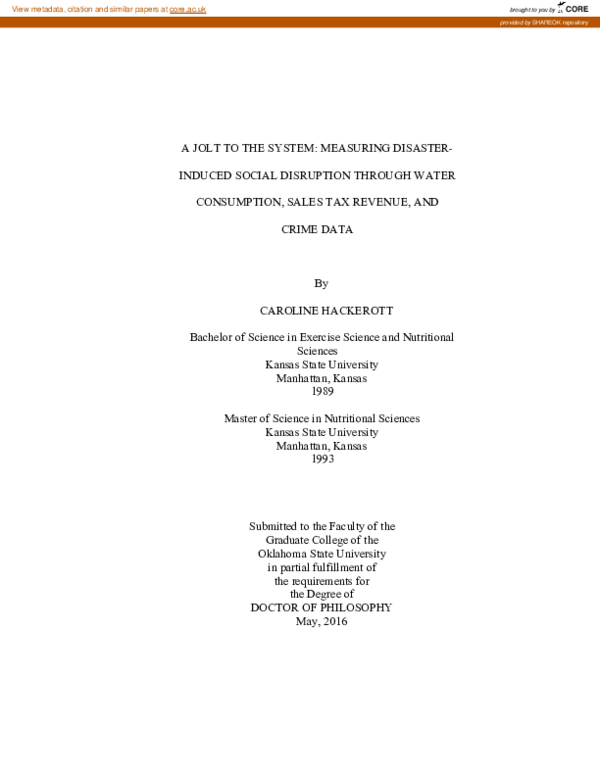 (PDF) A Jolt to the System: Measuring Disaster- Induced Social ...
