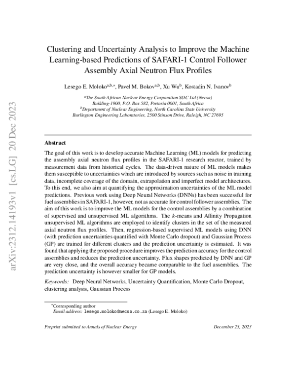 (PDF) Clustering and Uncertainty Analysis to Improve the Machine Learning-based Predictions of ...