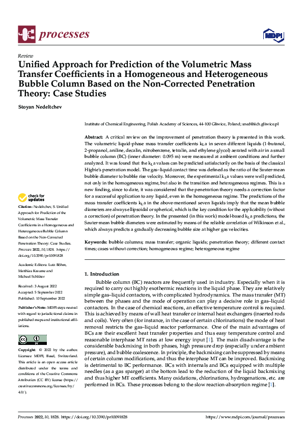 (PDF) Unified Approach for Prediction of the Volumetric Mass Transfer Coefficients in a ...