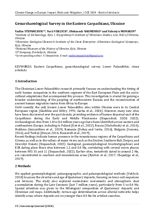 (PDF) Geoarchaeological Survey in the Eastern Carpathians, Ukraine
