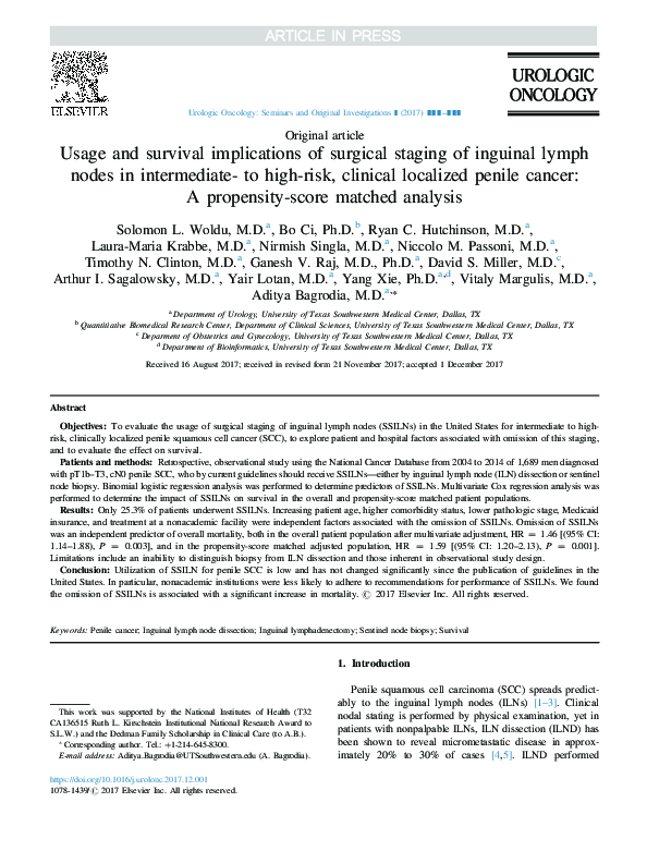 (PDF) Usage and survival implications of surgical staging of inguinal ...