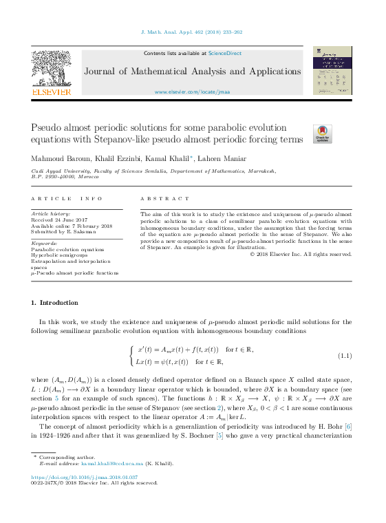 (PDF) Pseudo almost periodic solutions for some parabolic evolution equations with Stepanov-like ...