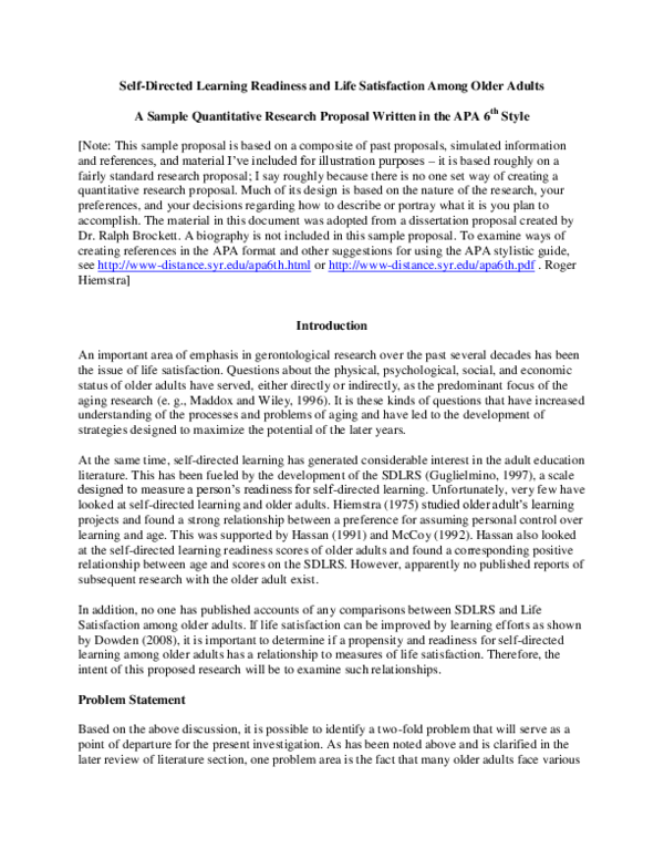 (PDF) Self-directed learning readiness and life satisfaction among older adults