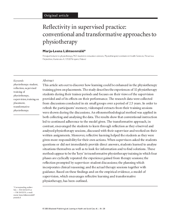 (PDF) Reflectivity in supervised practice: conventional and transformative approaches to ...