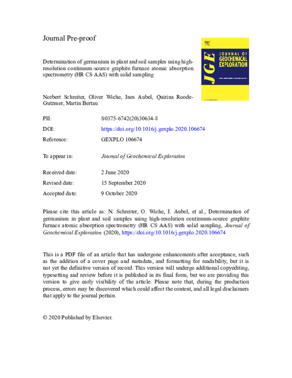 (PDF) Determination of germanium in plant and soil samples using high ...