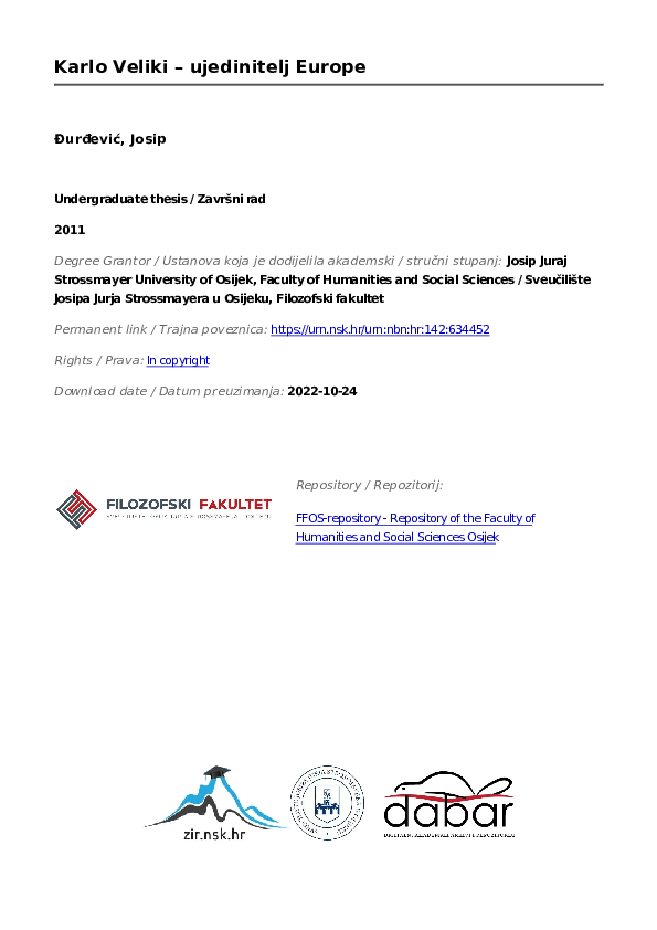 (PDF) Karlo Veliki - ujedinitelj Europe