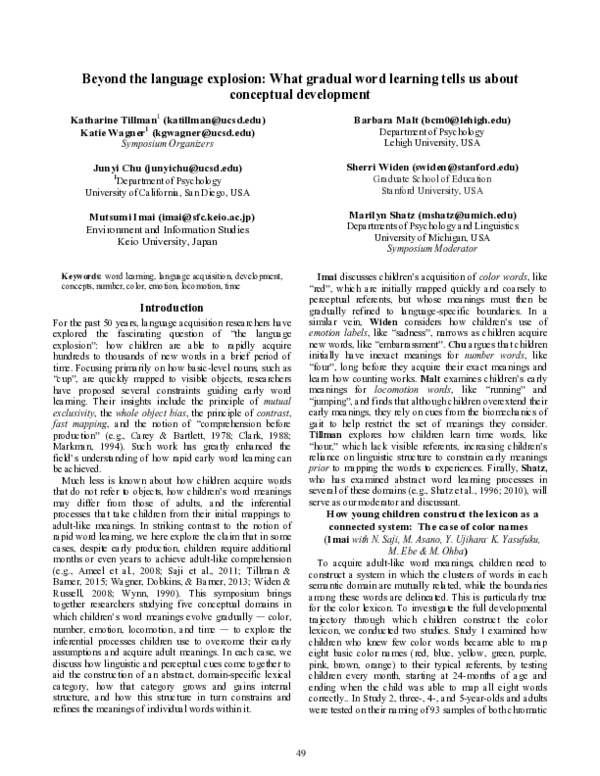 (PDF) Beyond the language explosion: What gradual word learning tells ...