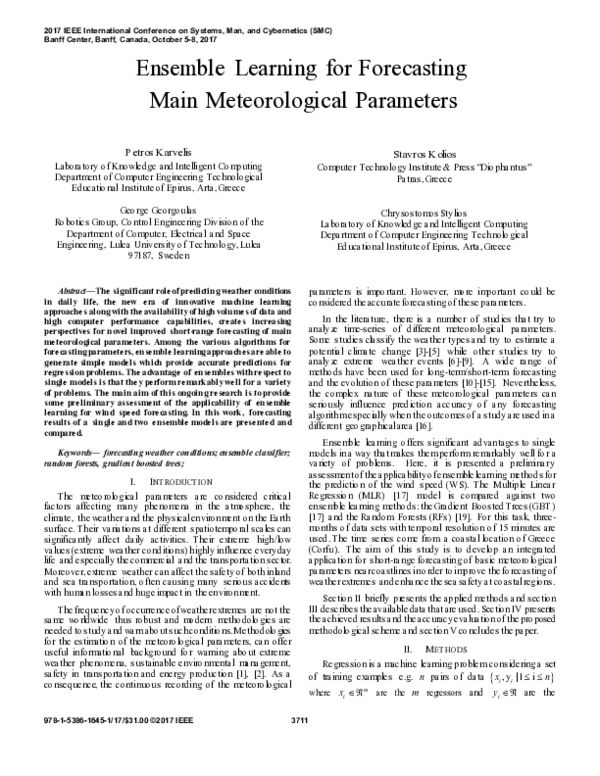 (PDF) Ensemble learning for forecasting main meteorological parameters