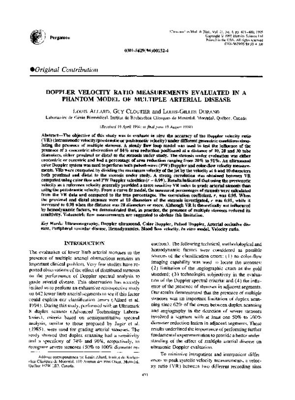 (PDF) Doppler velocity ratio measurements evaluated in a phantom model ...