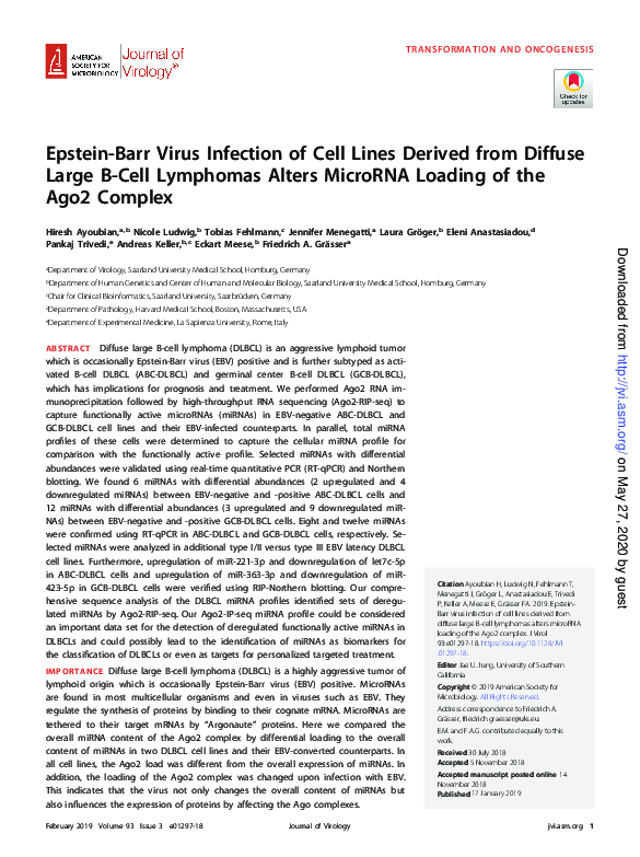 (PDF) Epstein-Barr Virus-positive Diffuse Large B-cell Lymphomas of the Elderly | Alexandar ...