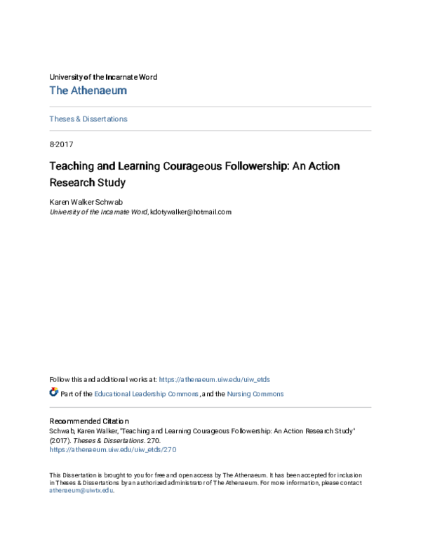 (PDF) Teaching and Learning Courageous Followership: An Action Research ...