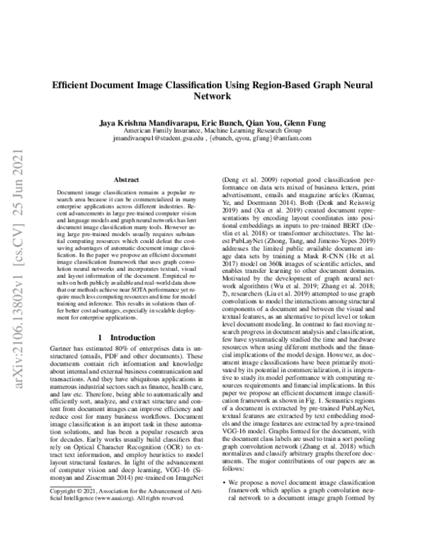 (PDF) Efficient Document Image Classification Using Region-Based Graph Neural Network