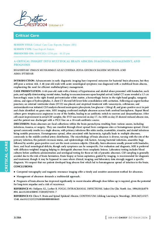 (PDF) A CRITICAL INSIGHT INTO MULTIFOCAL BRAIN ABSCESS: DIAGNOSIS ...