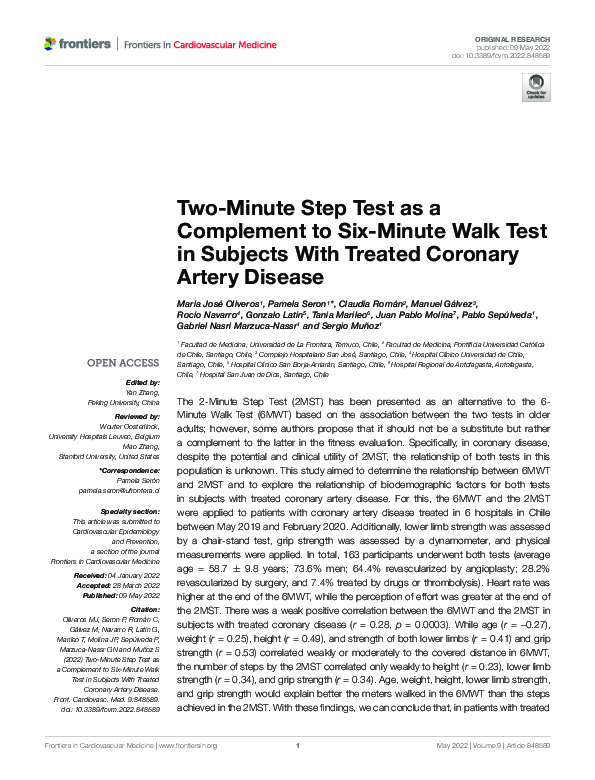 (PDF) Two-Minute Step Test as a Complement to Six-Minute Walk Test in ...