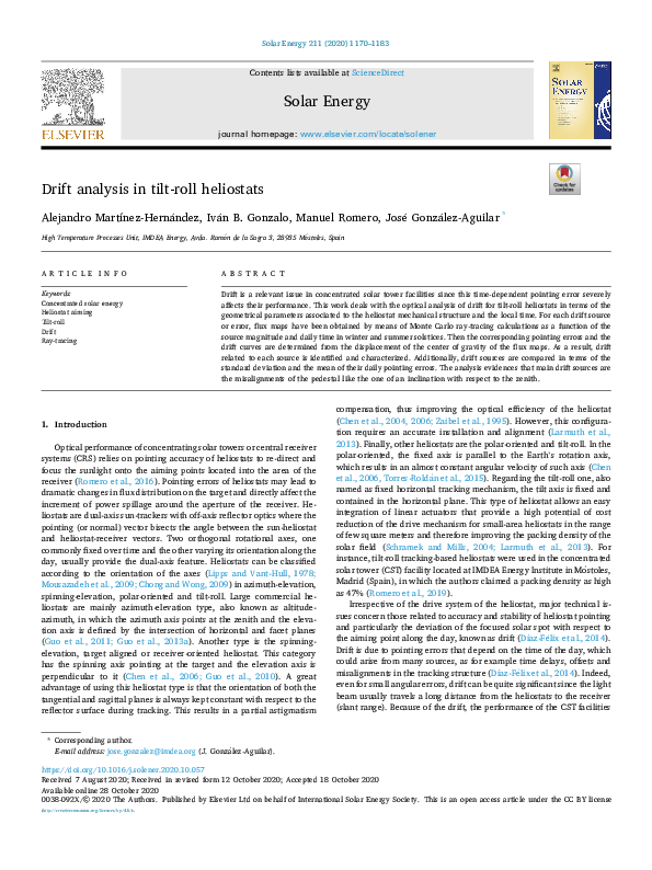 (PDF) Drift analysis in tilt-roll heliostats
