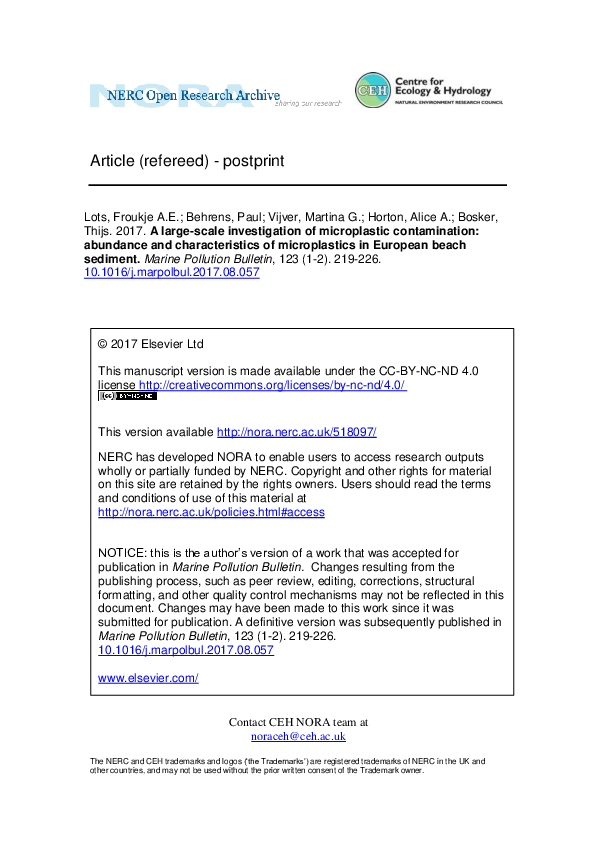 Pdf A Large Scale Investigation Of Microplastic Contamination