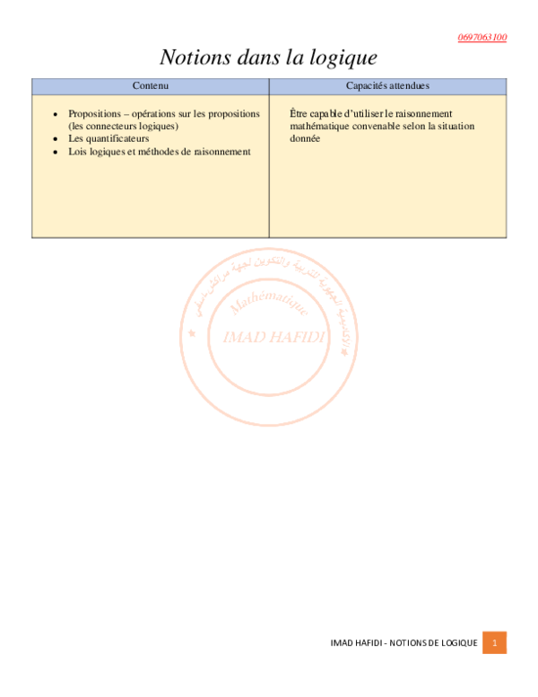 (PDF) Notions de logique