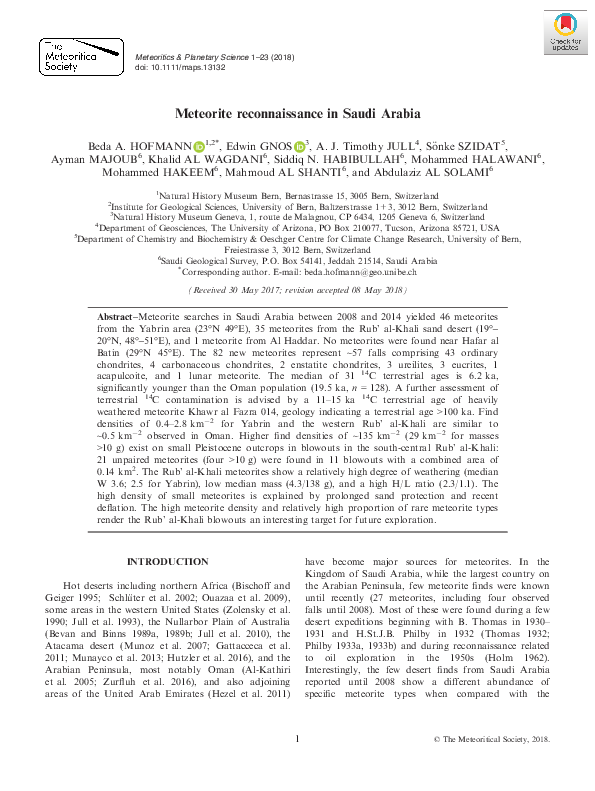 (PDF) Meteorite reconnaissance in Saudi Arabia