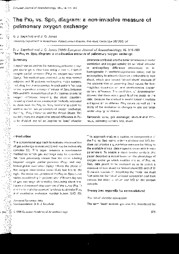 (PDF) PIO2x SPO2 diagram A non-invasive measure of pulmonary gas exchange
