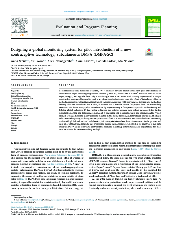 (PDF) Designing a global monitoring system for pilot introduction of a ...