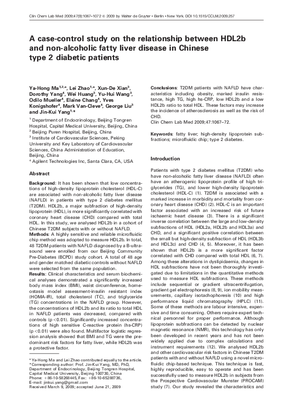 (PDF) A case-control study on the relationship between HDL2b and non ...