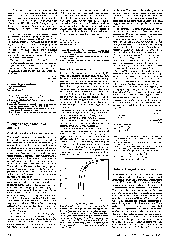 (PDF) Flying and hypoxaemia at altitude New method is more precise