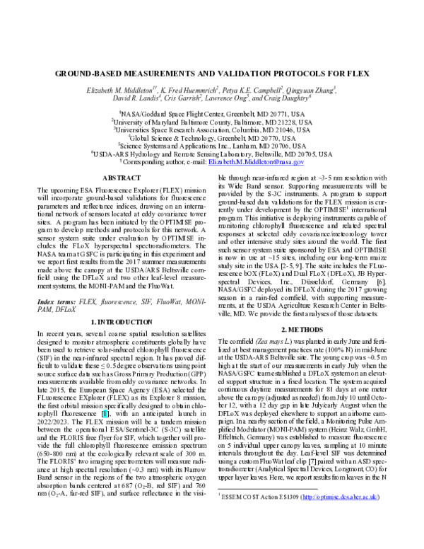 (PDF) Ground-Based Measurements and Validation Protocols for Flex