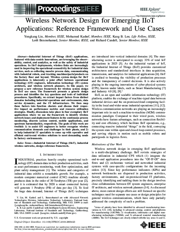 Pdf Wireless Network Design For Emerging Iiot Applications Reference