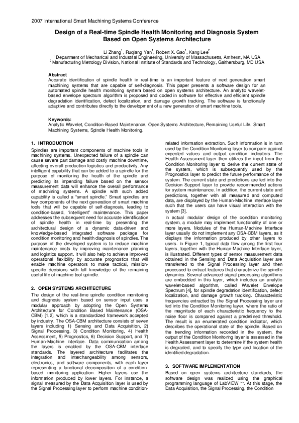 (PDF) Design of a real-time spindle health monitoring and diagnosis system based on open systems ...