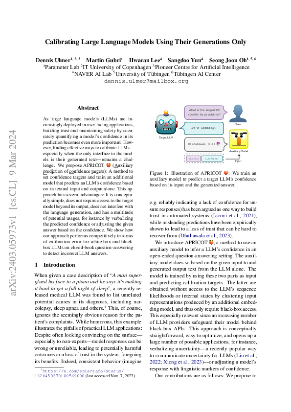 (PDF) Calibrating Large Language Models Using Their Generations Only