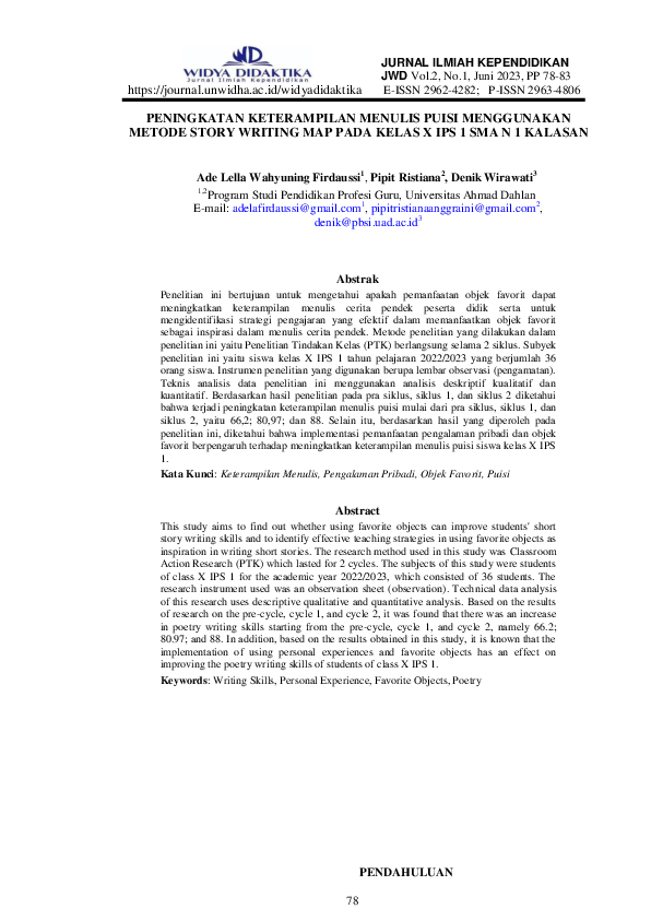 (PDF) Peningkatan Keterampilan Menulis Puisimenggunakan Strategi 3W2H Pada Siswa Kelas Viismp ...