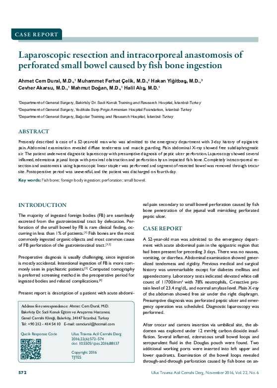 (PDF) Laparoscopic resection and intracorporeal anastomosis of ...