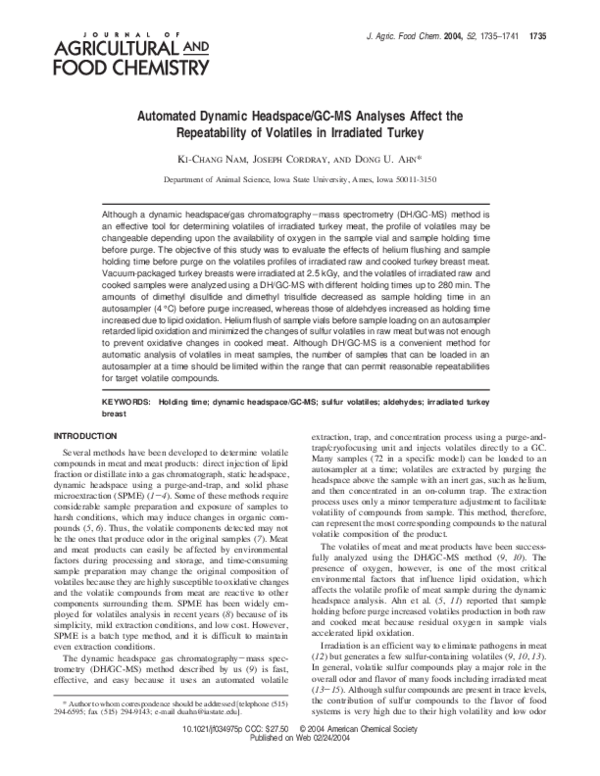 (PDF) Automated Dynamic Headspace/GC-MS Analyses Affect the ...