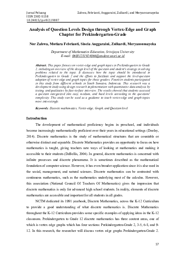 (PDF) Analysis of Question Levels Design through Vertex-Edge and Graph ...