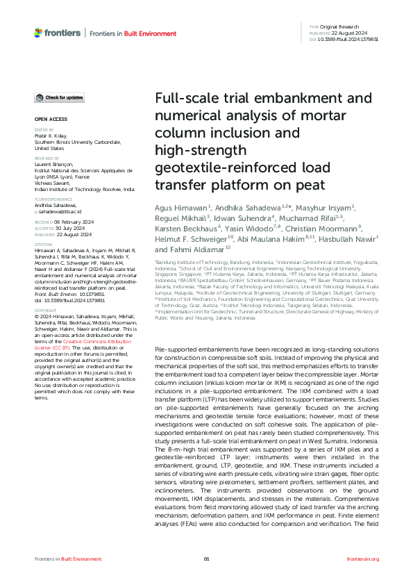 (PDF) Full-scale trial embankment and numerical analysis of mortar ...