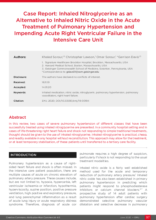 (PDF) Case Report: Inhaled Nitroglycerine as an Alternative to Inhaled ...