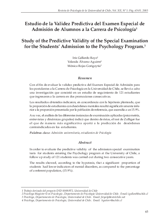 (PDF) Estudio de la Validez Predictiva del Examen Especial de Admisión ...