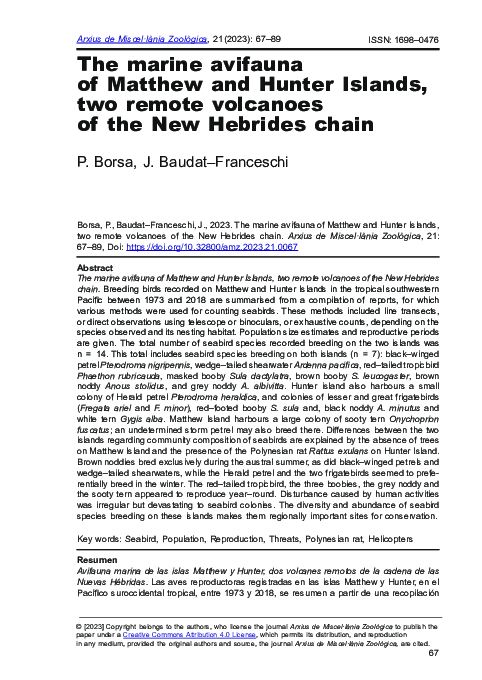(PDF) The marine avifauna of Matthew and Hunter Islands, two remote ...