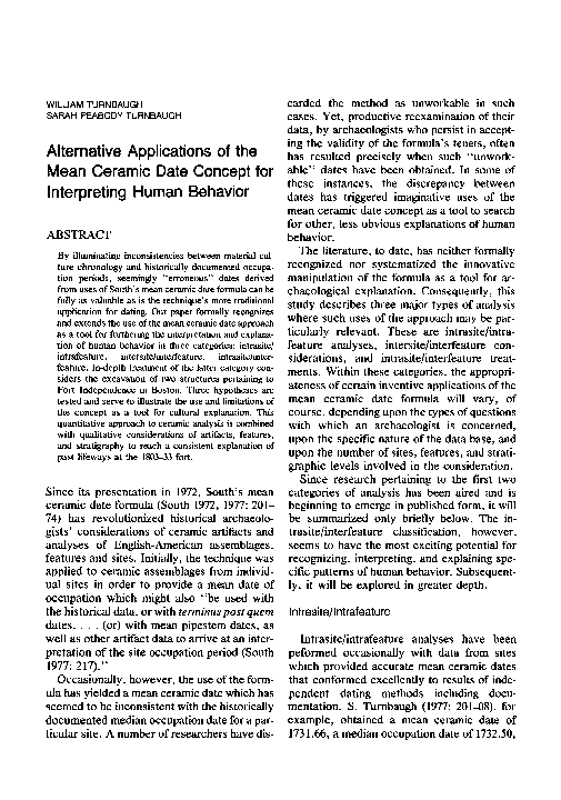 (PDF) Alternative applications of the mean ceramic date concept for ...