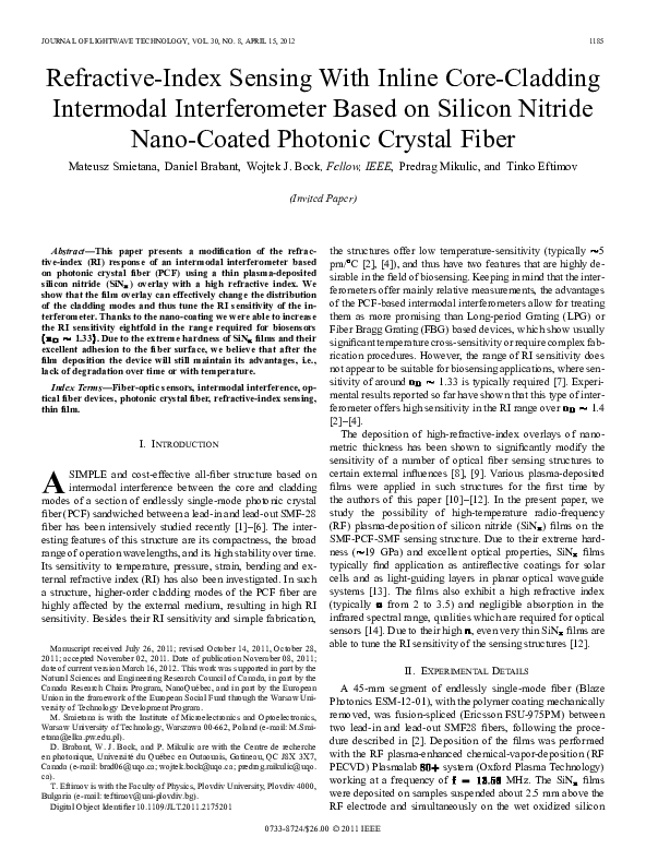 (PDF) Refractive-Index Sensing With Inline Core-Cladding Intermodal ...