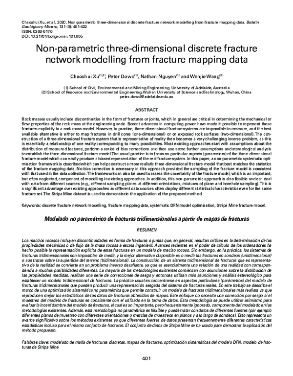 (PDF) Non-parametric three-dimensional discrete fracture network modelling from fracture mapping ...