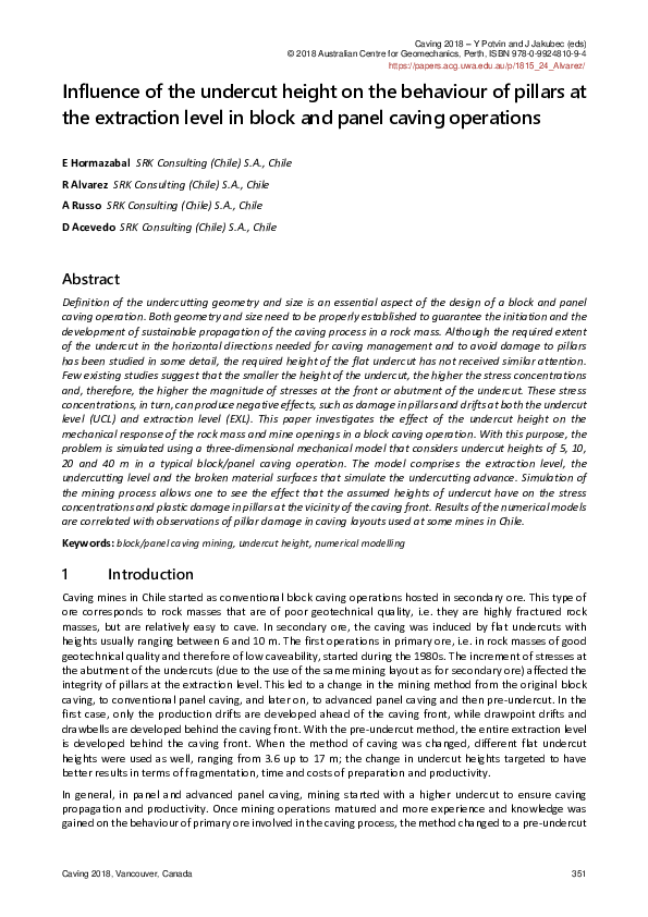 (PDF) Influence of the undercut height on the behaviour of pillars at ...