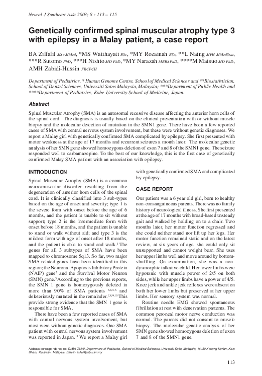 (PDF) Genetically confirmed spinal muscular atrophy type 3 with ...